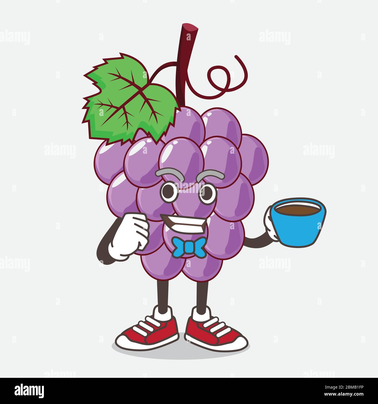 An illustration of Grape Fruit cartoon mascot character with a cup of ...