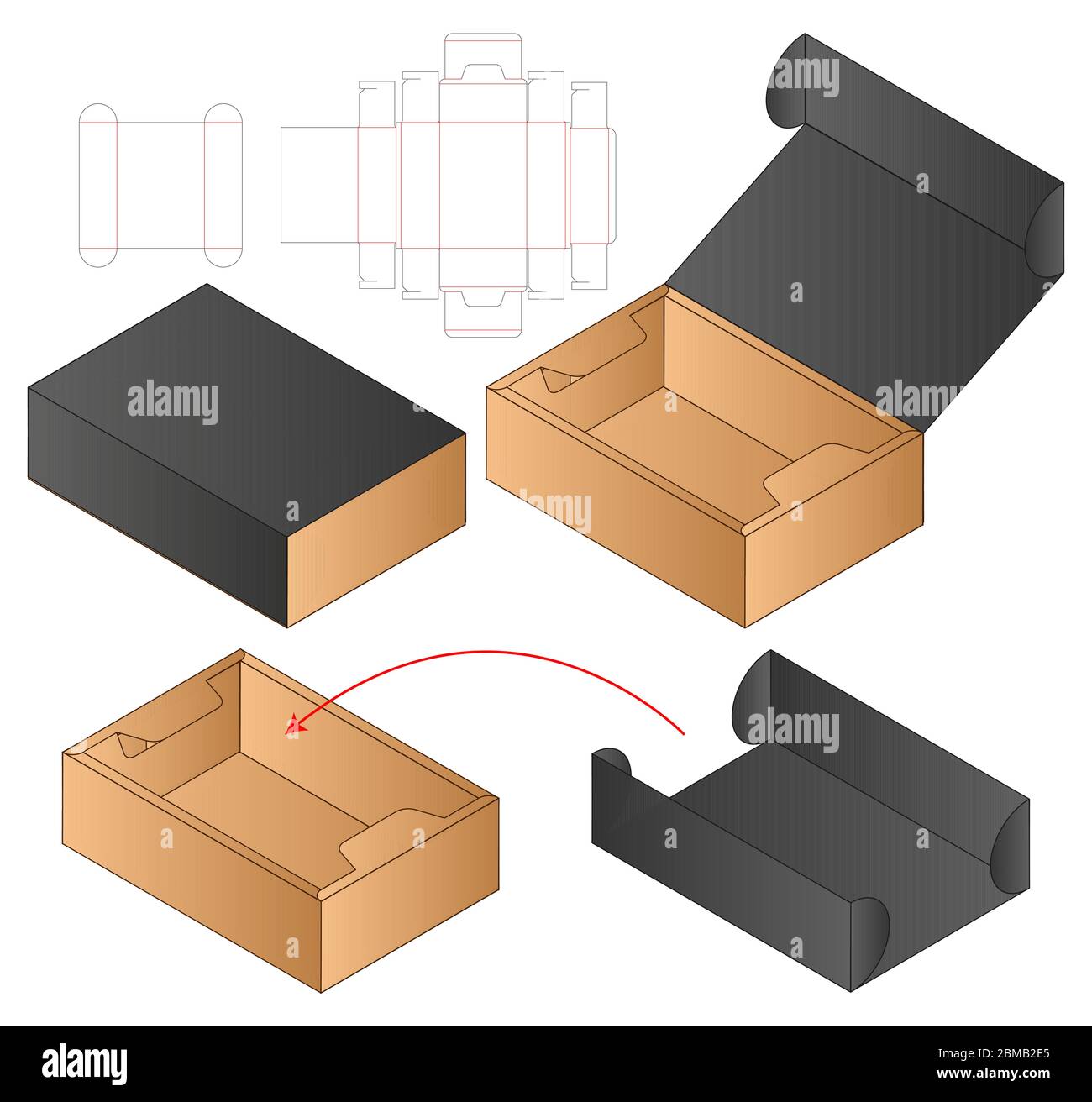 Box packaging die cut template design. 3d mock-up Stock Vector Image ...