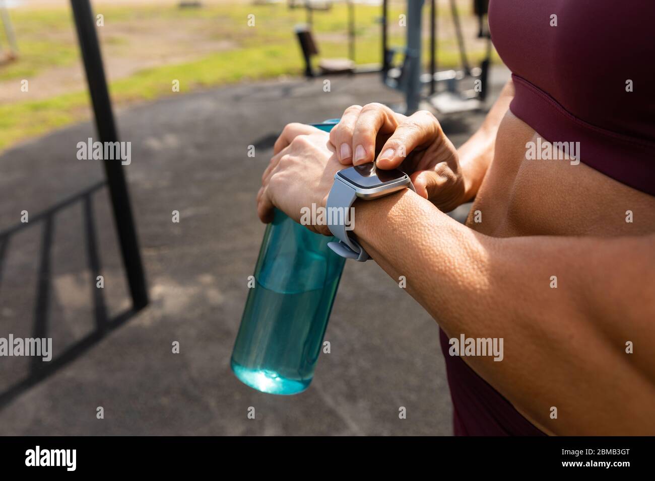 Close up athlete using smartwatch hi-res stock photography and images ...