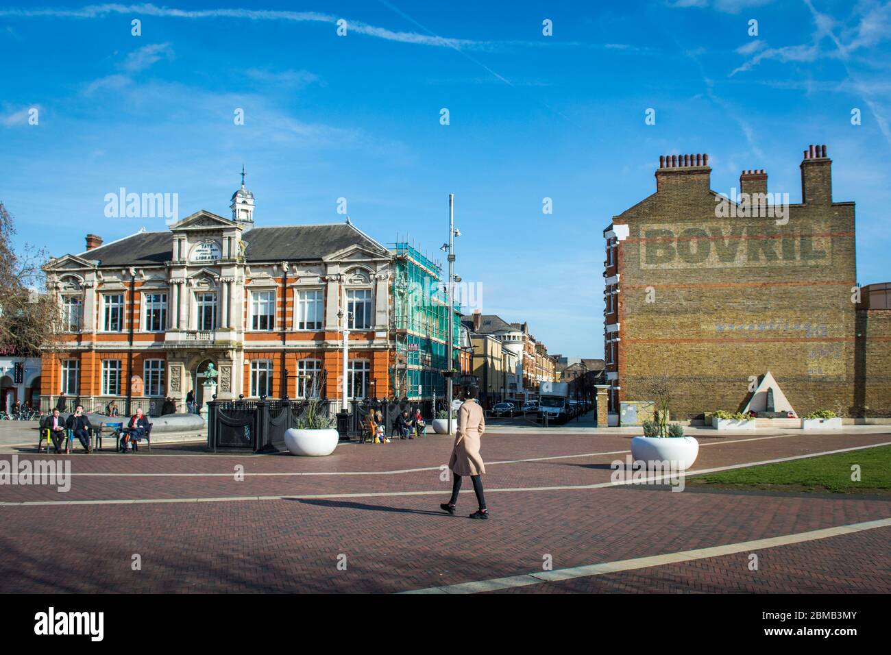 BRIXTON, LONDON- Brixton, South London with prominent Bovril sign ...