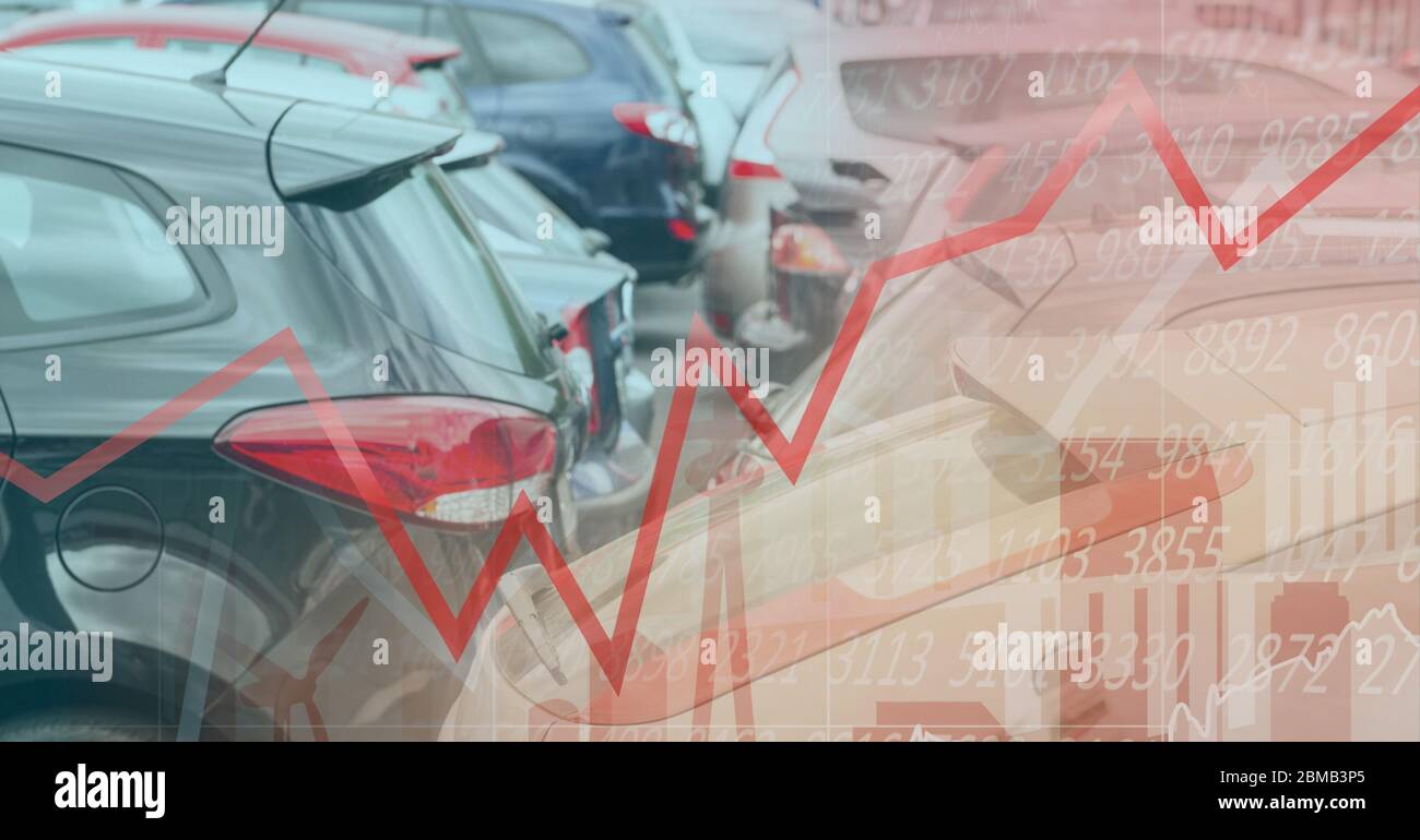 Data processing and graph with cars in background Stock Photo - Alamy