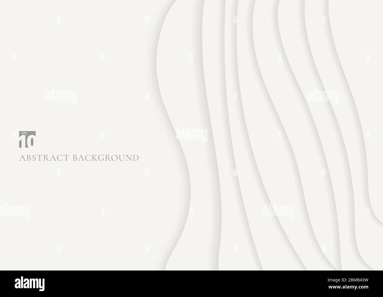 Abstract background 3D white curved layers background with shadow paper ...