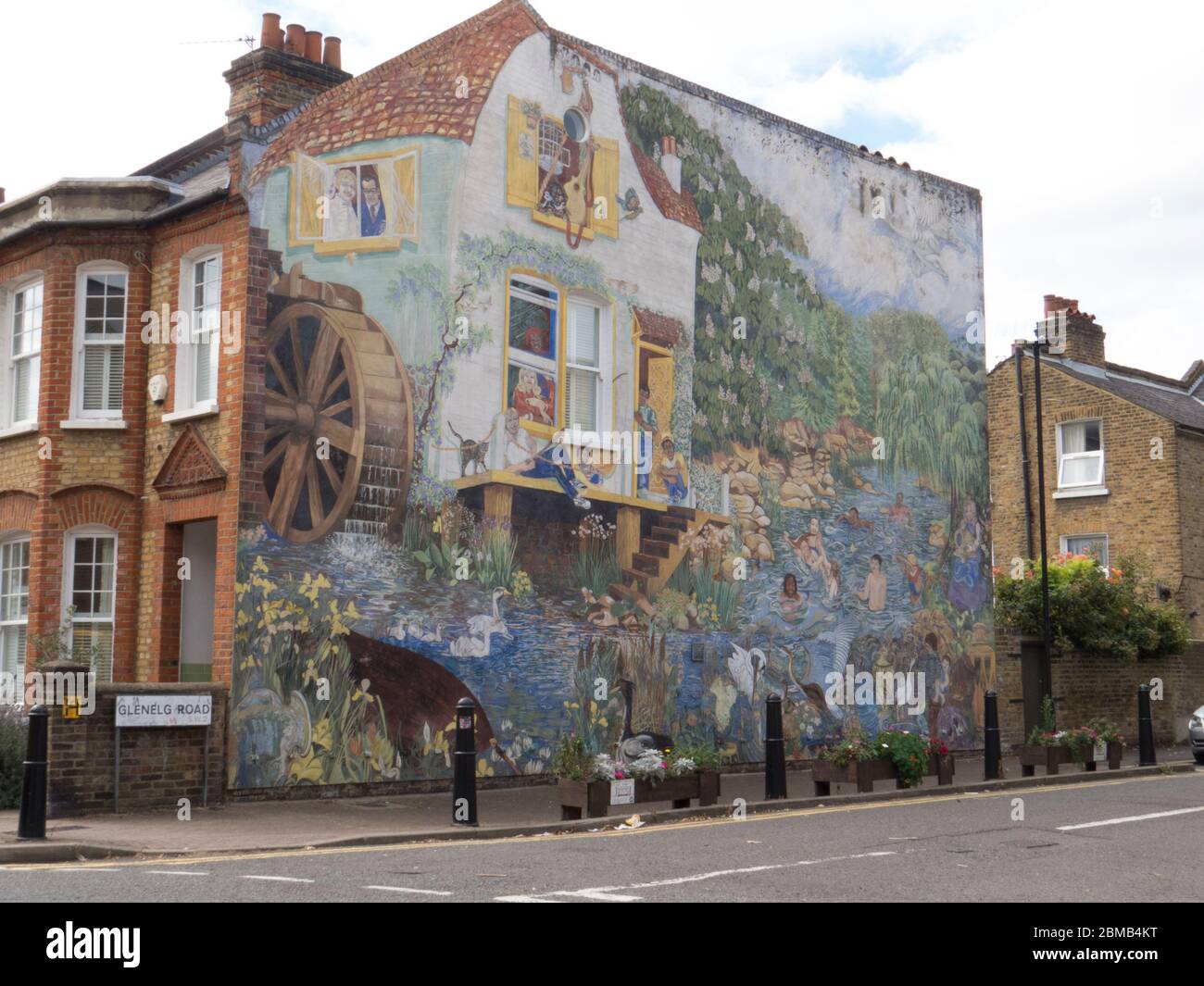 London- beautiful mural on side of residential houses in Brixton Stock ...