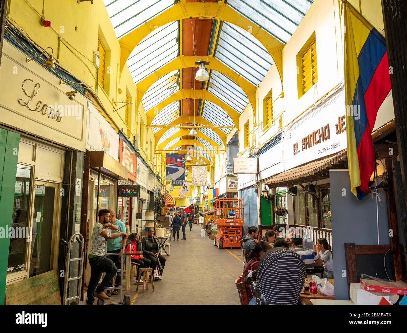 LONDON- Brixton Village, part of Brixton Market- an indoor hall of food ...