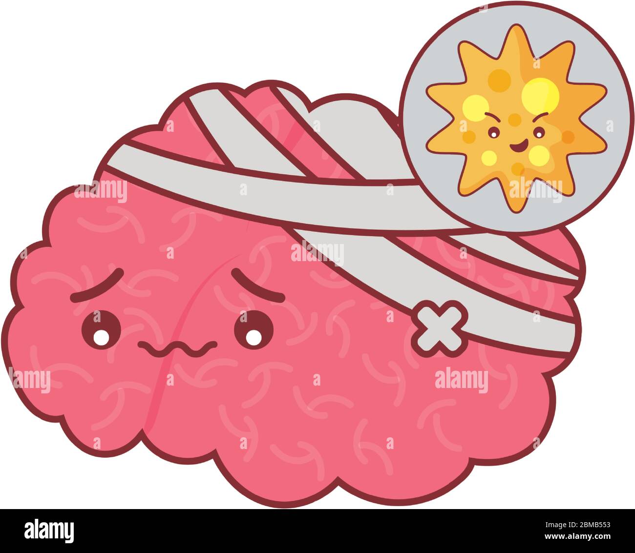 brain and virus cartoon flat style icon design of Medical care health ...