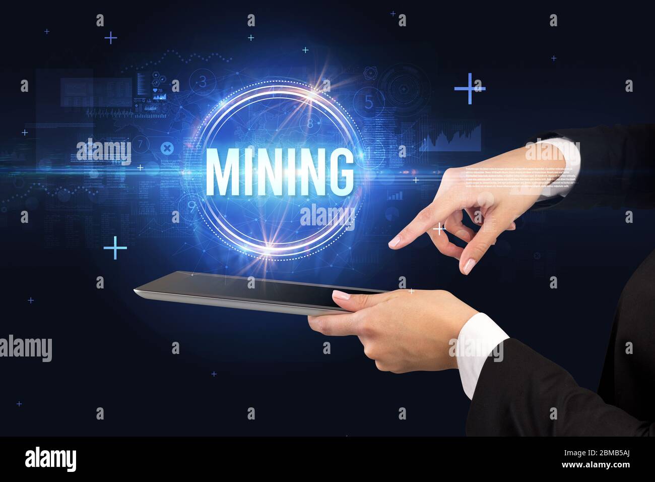 Data mining hologram businessman concept hi-res stock photography and ...