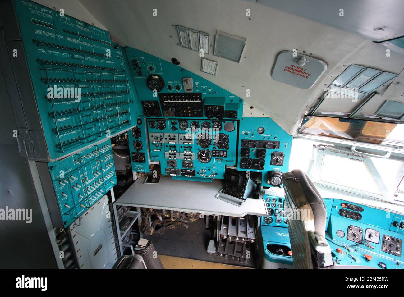Interior view of the navigator's panel inside the cockpit of an ...