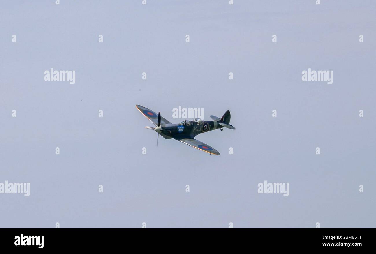 A spitfire does a flypast over Goodwood aerodrome before landing after ...