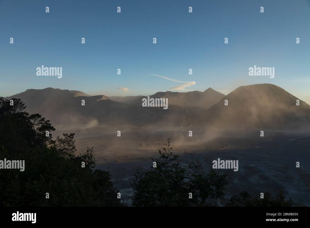 Landscapes and sunset at the active volcano Bromo, and the Tengger ...