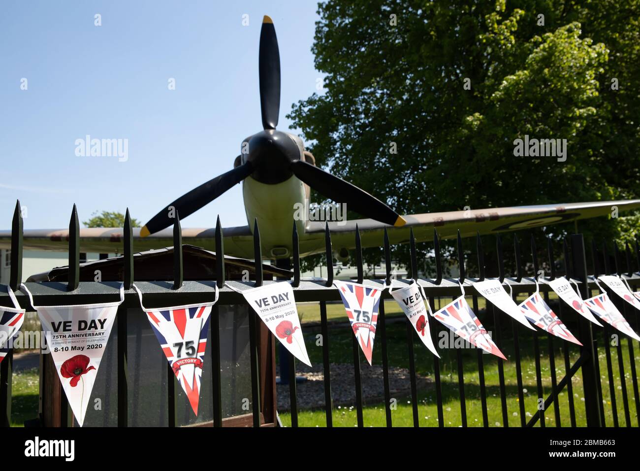 Biggin Hill,Kent,8th May 2020, A Spitfire & Hurricane replicas are gate ...