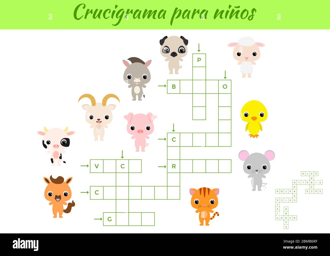 Crucigrama para niños - Crossword for kids with pictures. Activity ...