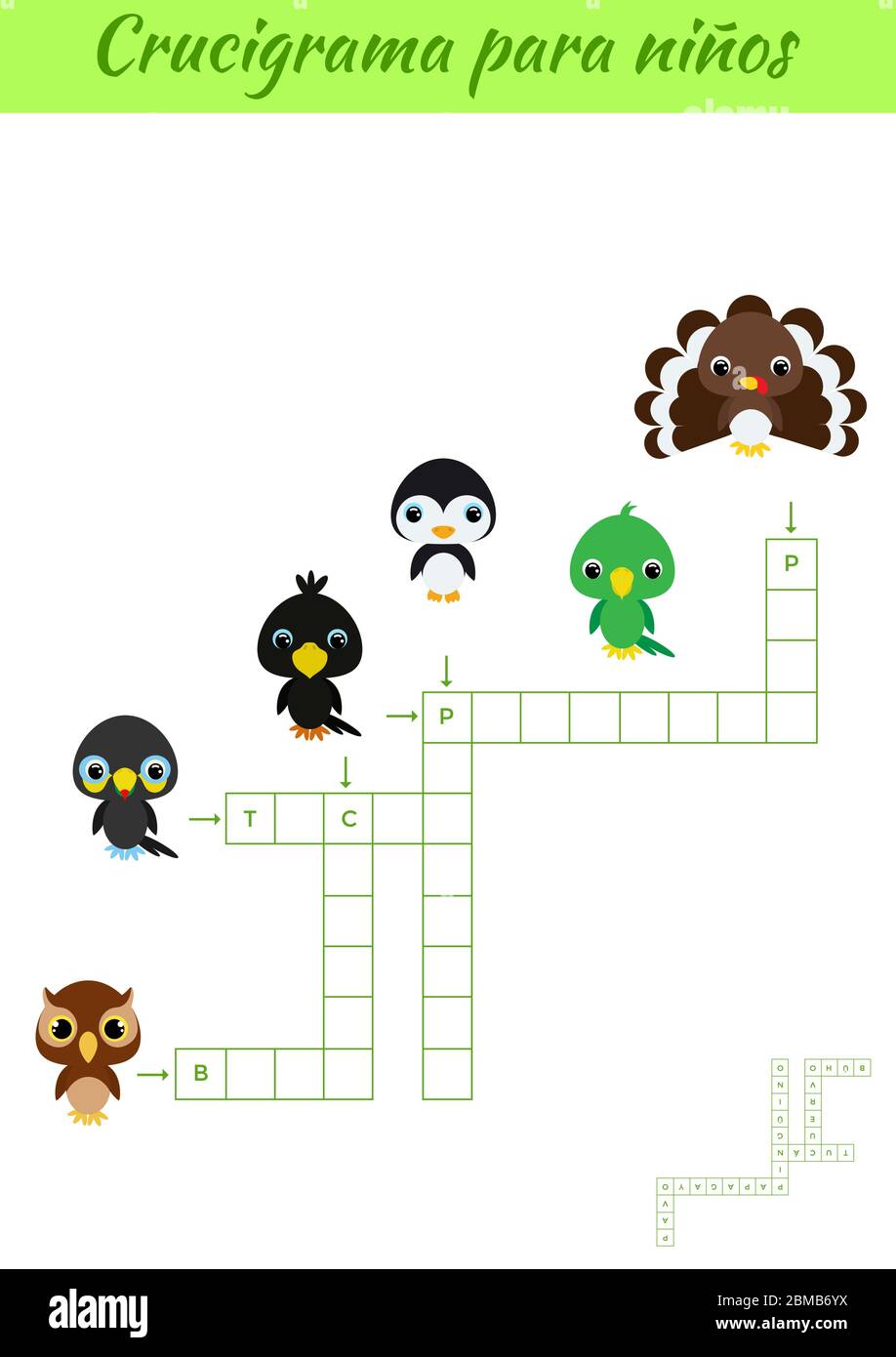 Crucigrama para niños - Crossword for kids with pictures. Activity ...