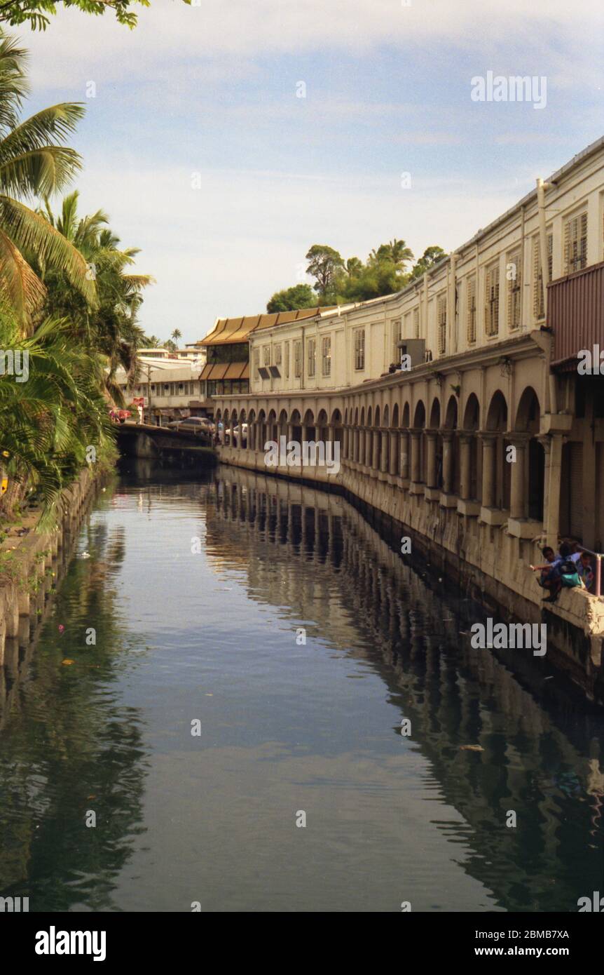 Colonial-era colonnade, Nubukalou Creek, Suva, Viti Levu, Fiji Stock ...