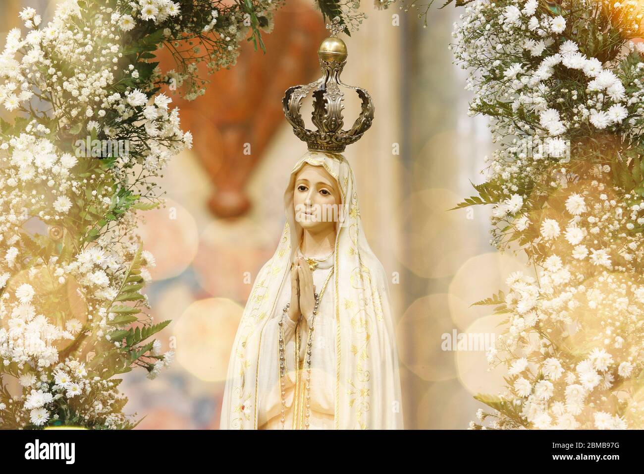 Statue of the image of Our Lady of Fatima, mother of God in the ...