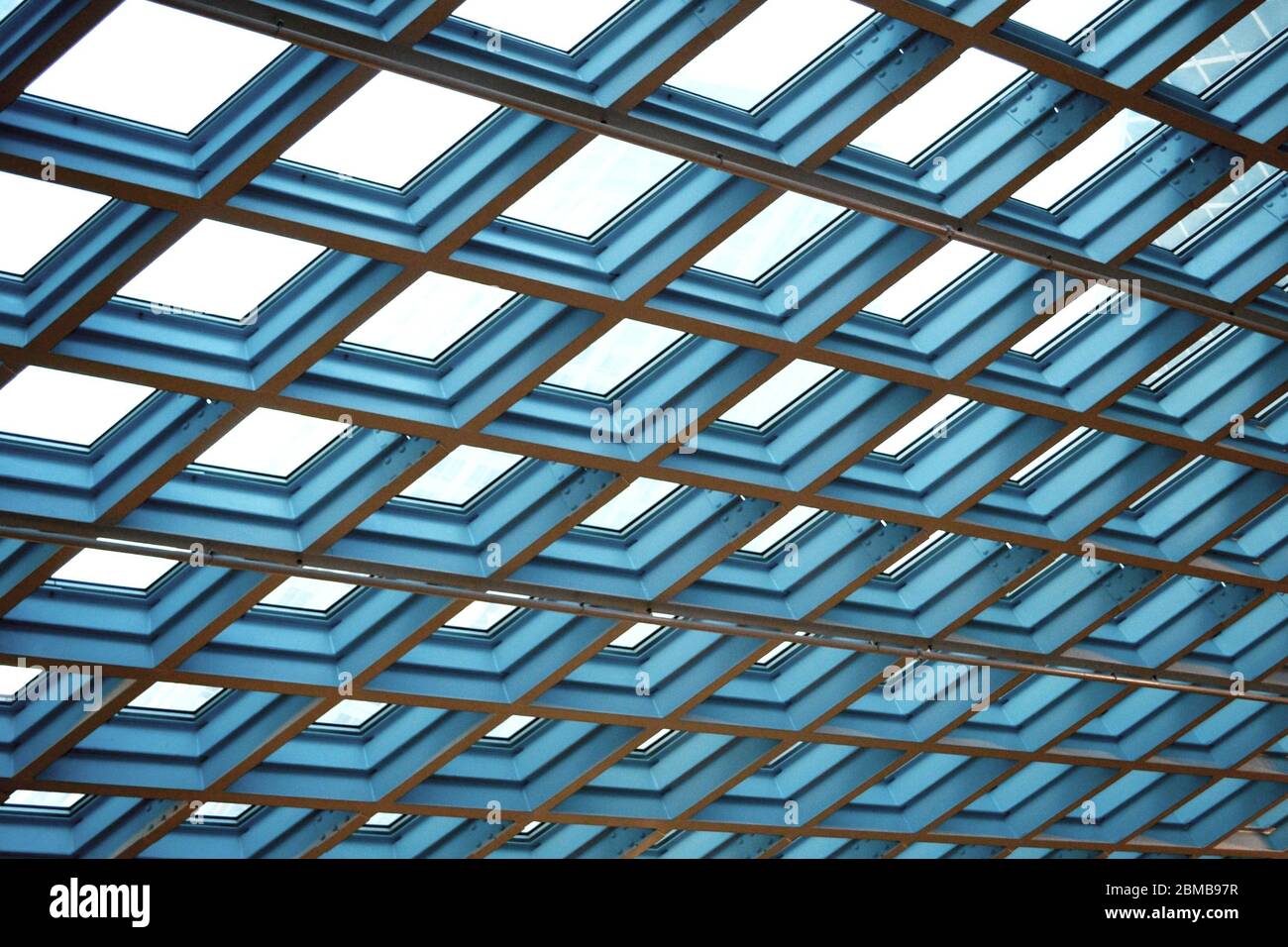 Seattle 2013, detail of the blue steel net structure of the public ...