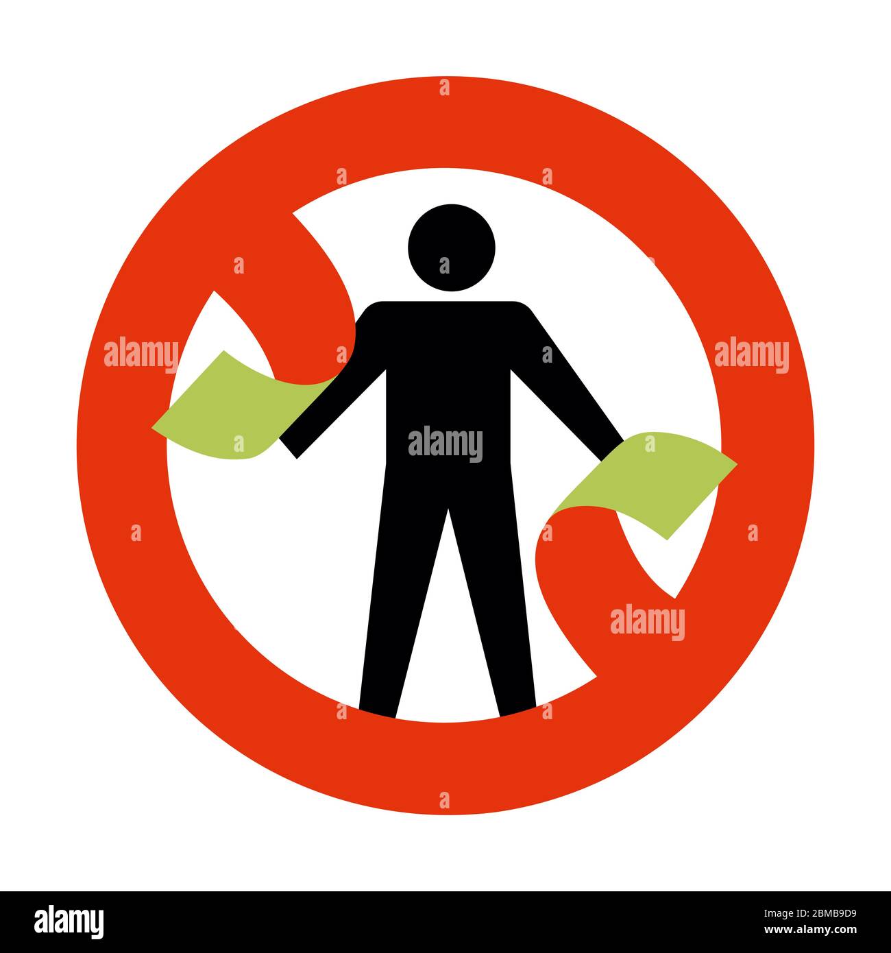 Conceptual illustration, man breaks the prohibition symbol no entry ...