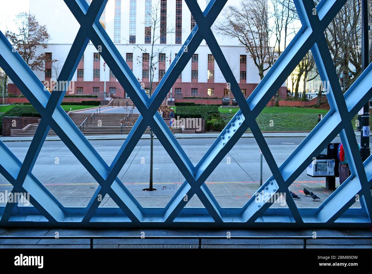 Seattle 2013, street view of one side of the public library with its ...