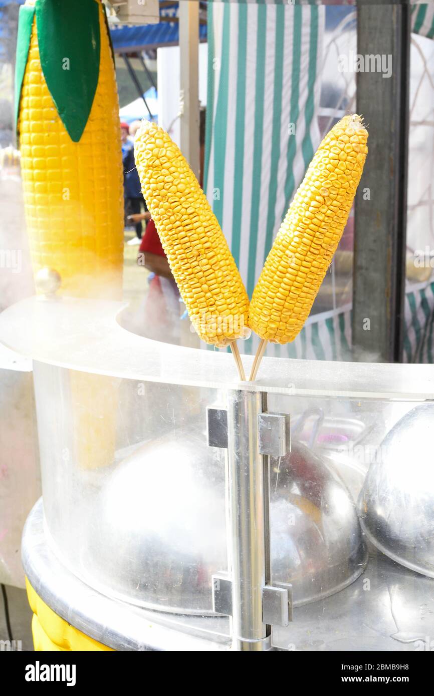Popcorn machine during food festival, street food or carnival event ...