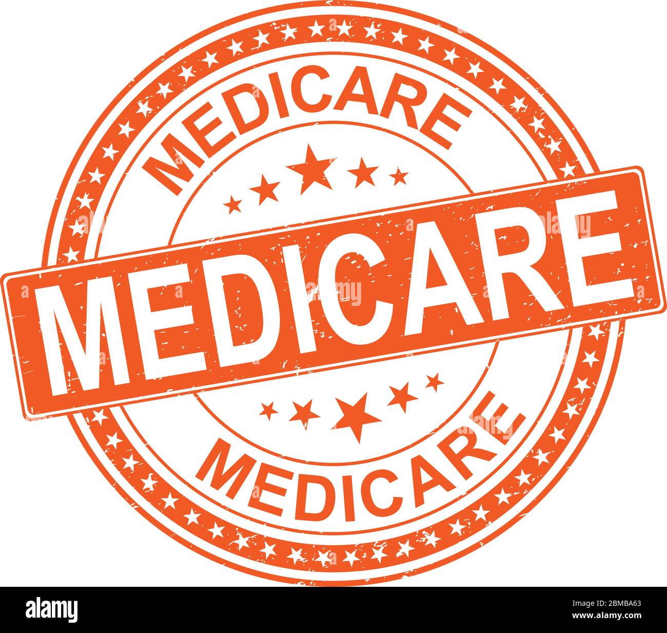 orange Medicare universal healthcare campaign stamp flat vector label ...