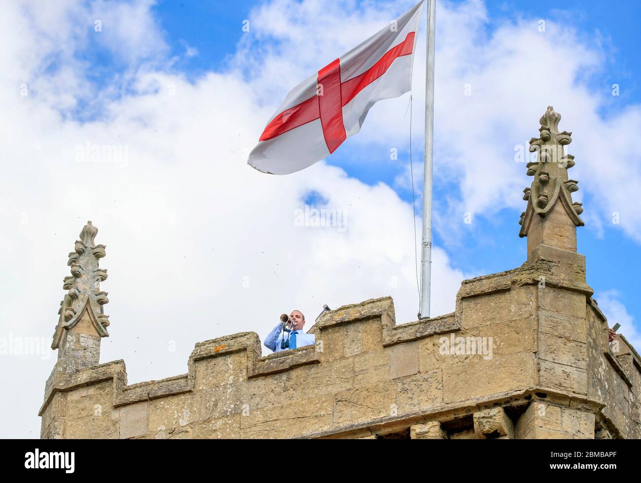 Bugler Chris Lindley plays the Last Post on the roof of St Peter's ...