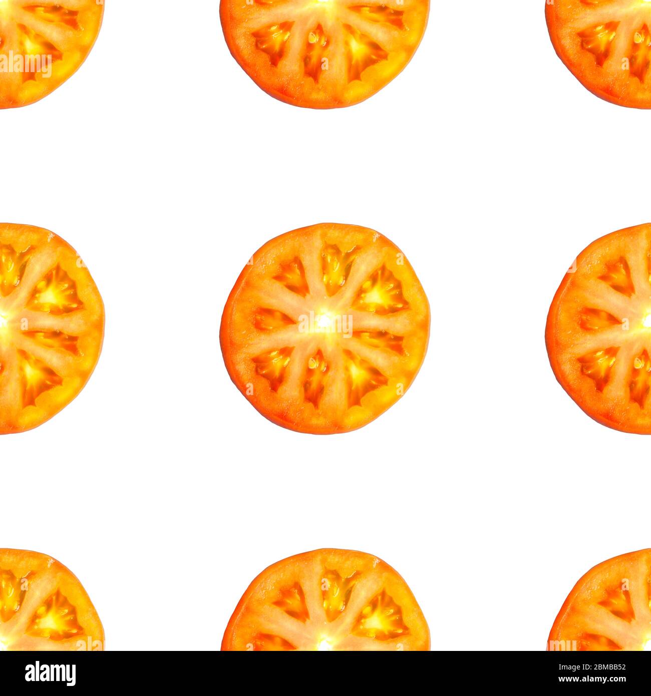 Seamless endless pattern of slices of juicy ripe red tomato. Design for ...