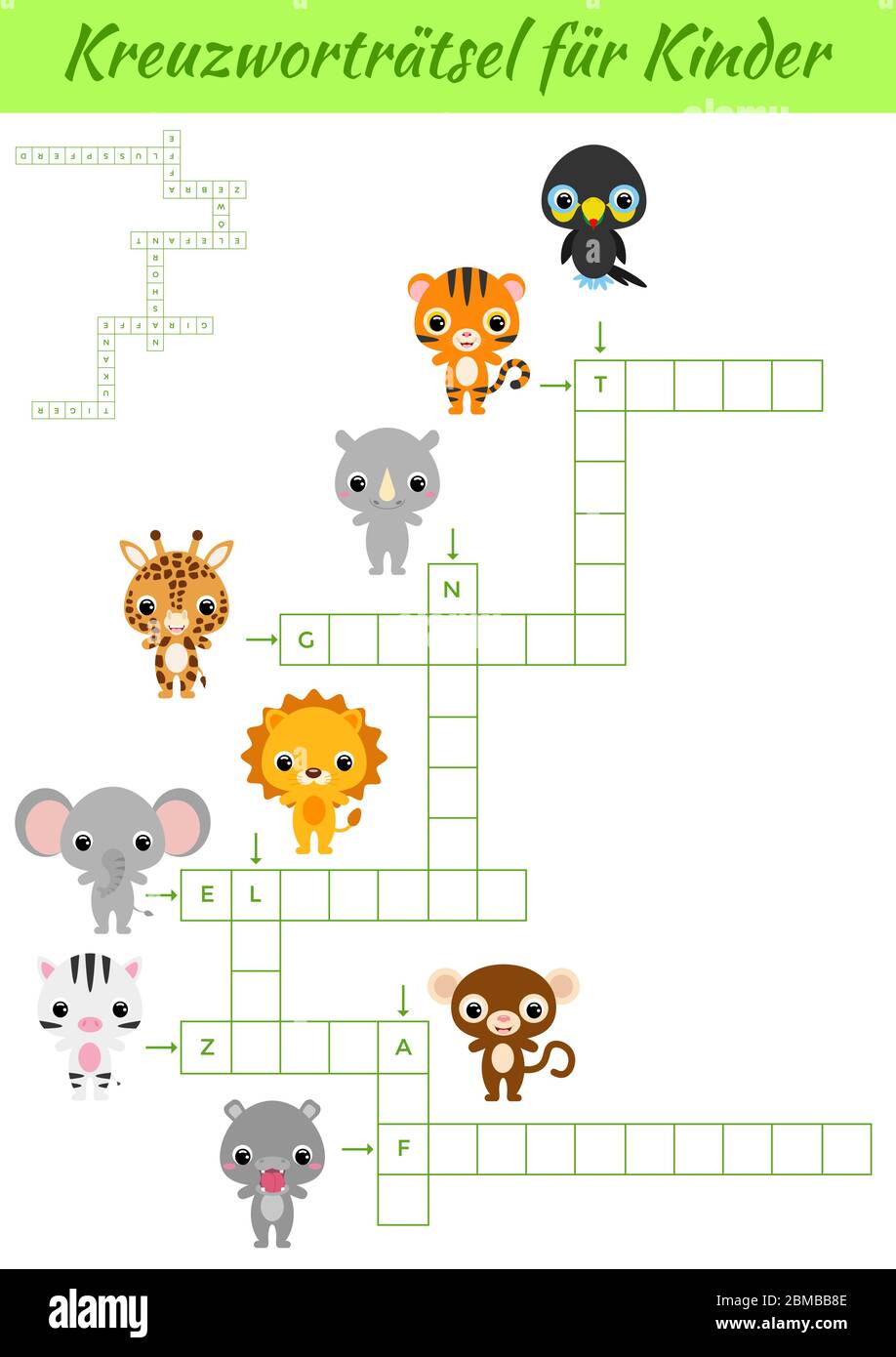 Kreuzworträtsel für Kinder - Crossword for kids. Kids activity ...