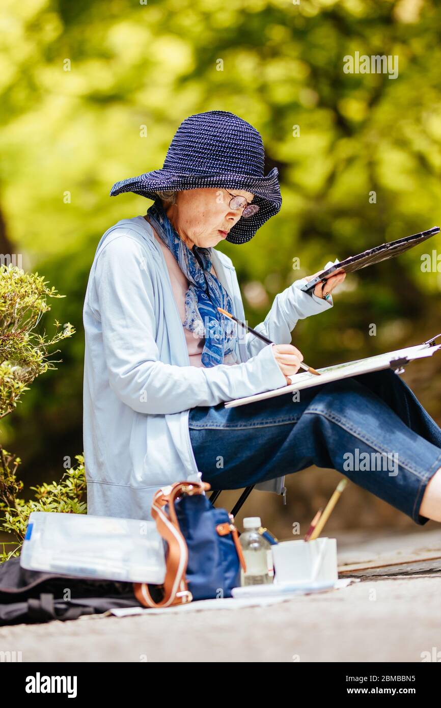 Japanese Lady Painting in Kyoto Stock Photo - Alamy