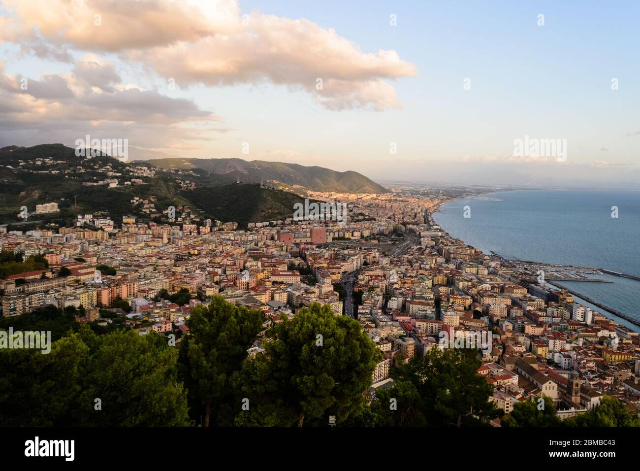 Panoramic landscape view of the beautiful city of Salerno and its ...