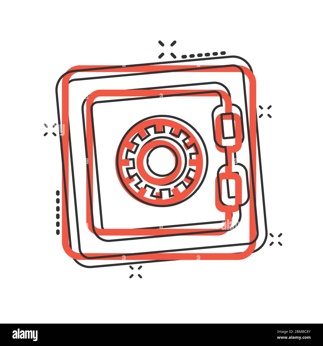 Safe money icon in comic style. Strongbox cartoon vector illustration ...