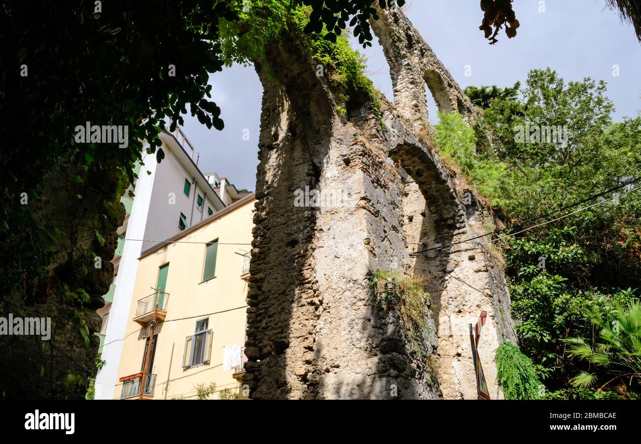 Salerno, Italy, the ancient ruins of the roman aqueduct became part of ...