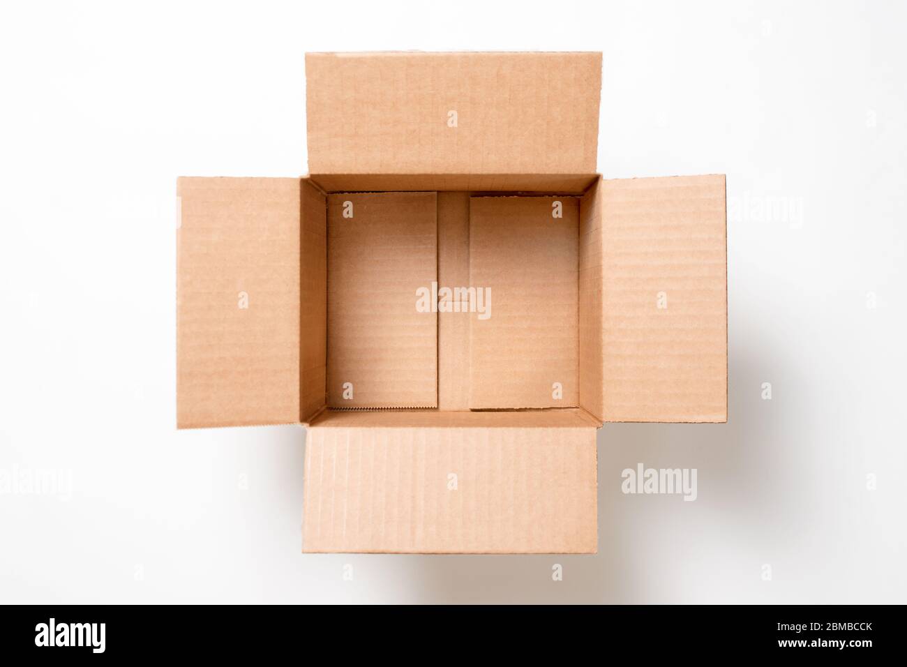 Open empty rectangular cardboard box on white background. Mockup for ...