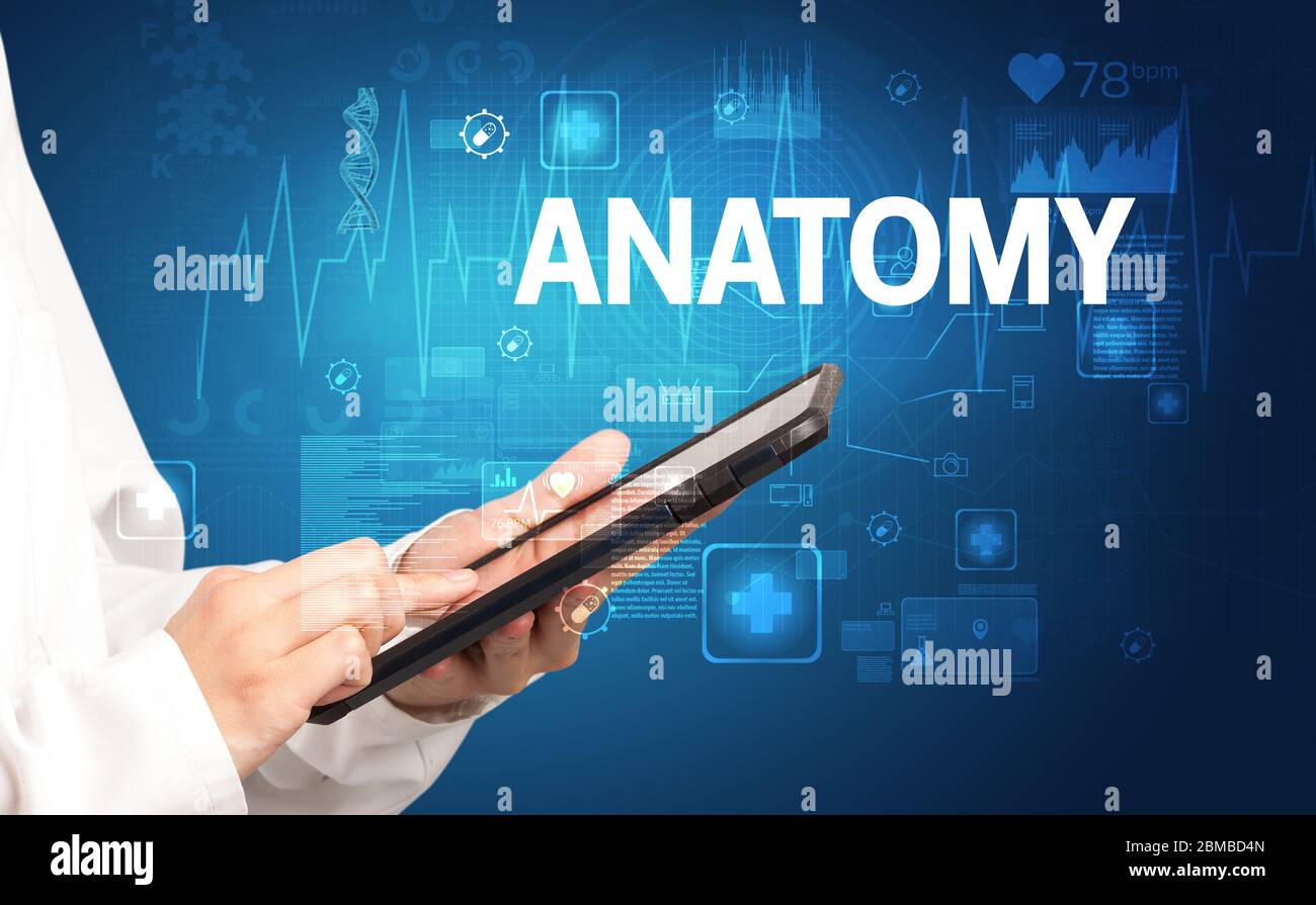 young doctor writing down notes with ANATOMY inscription, healthcare ...