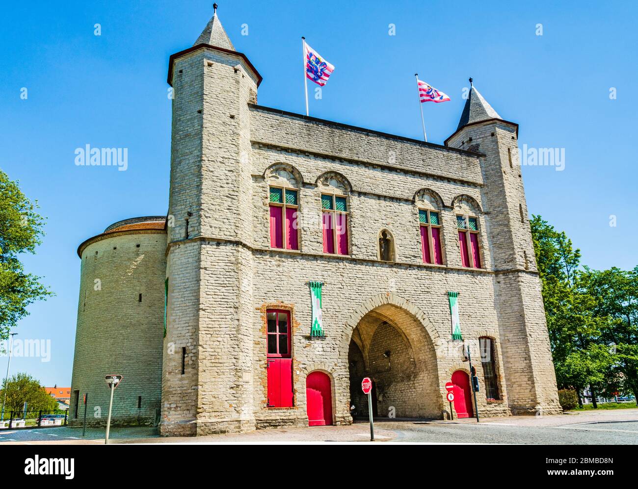Bruges, Belgium: Kruispoort gate medieval entry gate into the old town ...
