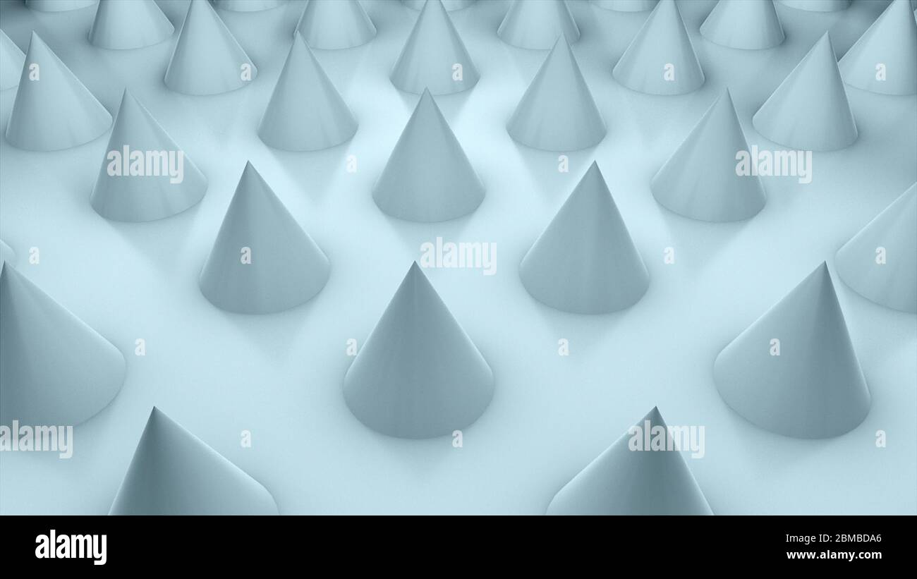 Surface with numerous repeating cones, isometric background, modern ...