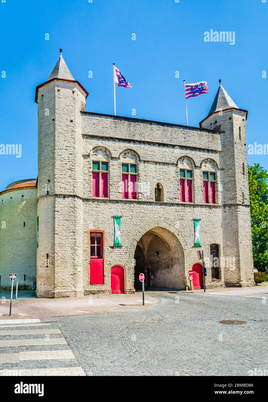Bruges, Belgium: Kruispoort gate medieval entry gate into the old town ...