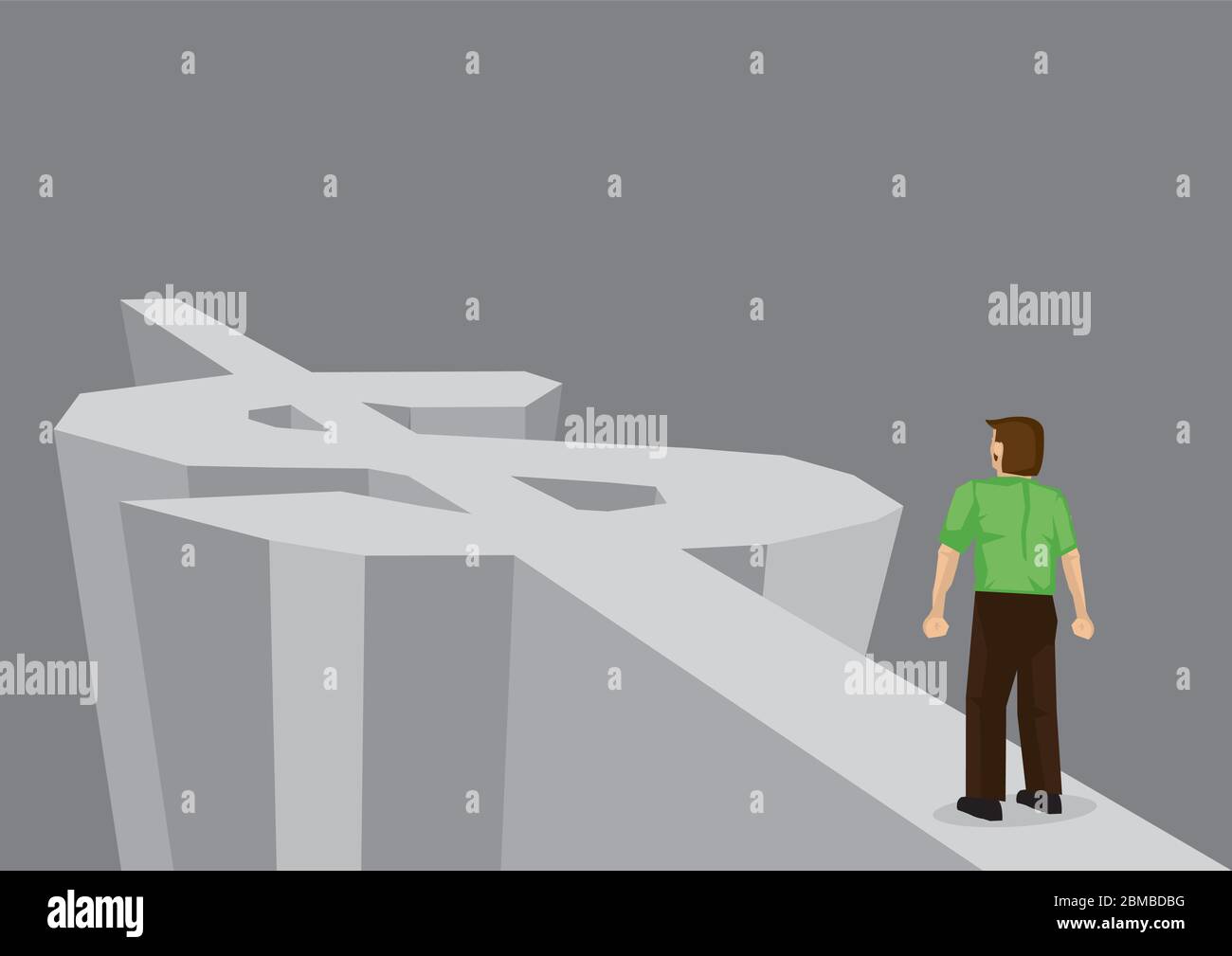 Cartoon standing on road on dollar sign. Creative vector illustration ...