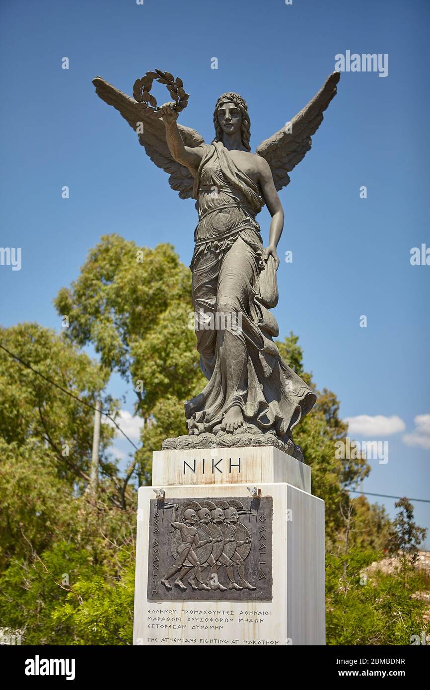 Statue of nike , Marathon Greece Stock Photo - Alamy