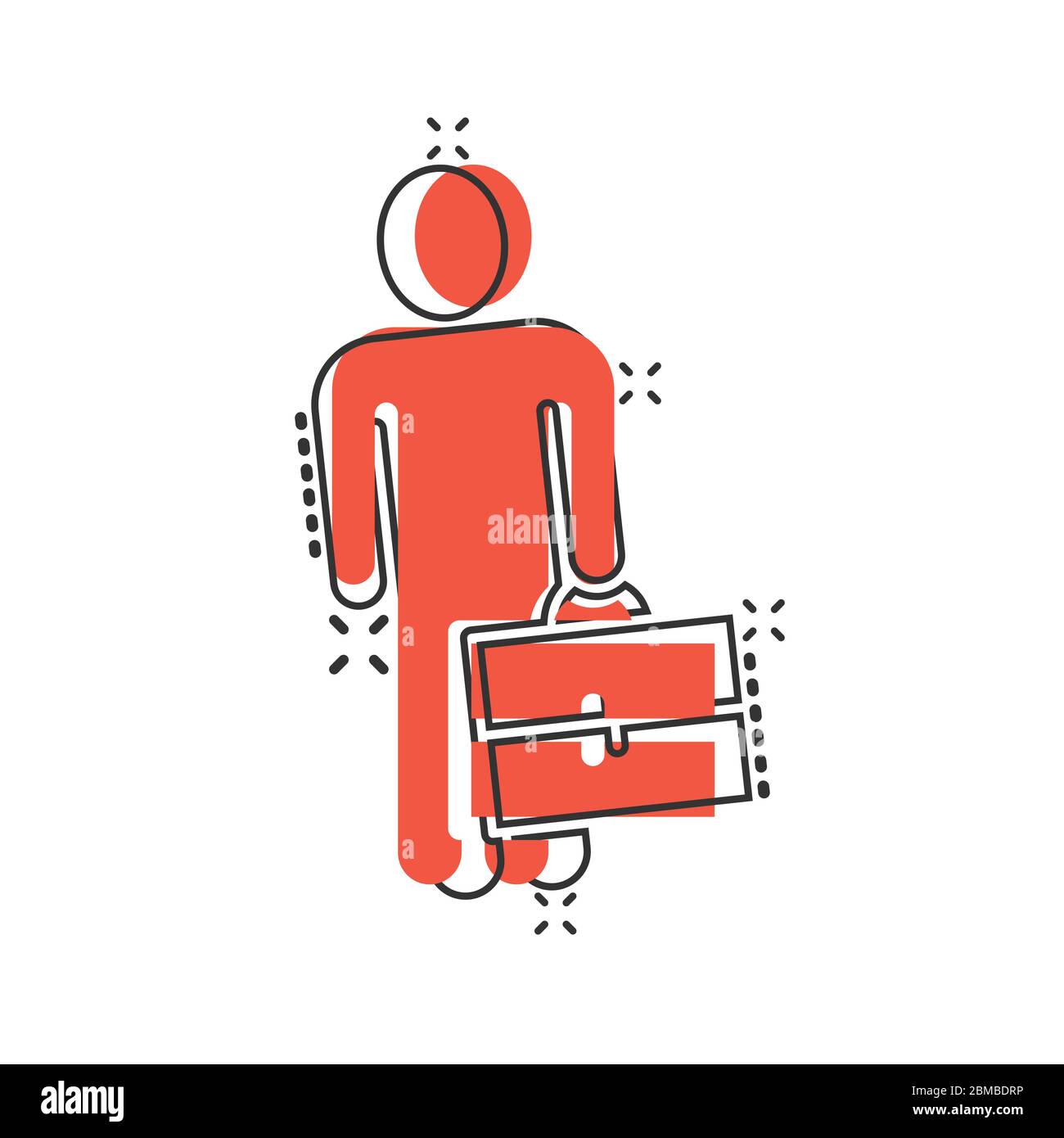 Businessman with briefcase icon in comic style. People manager cartoon ...
