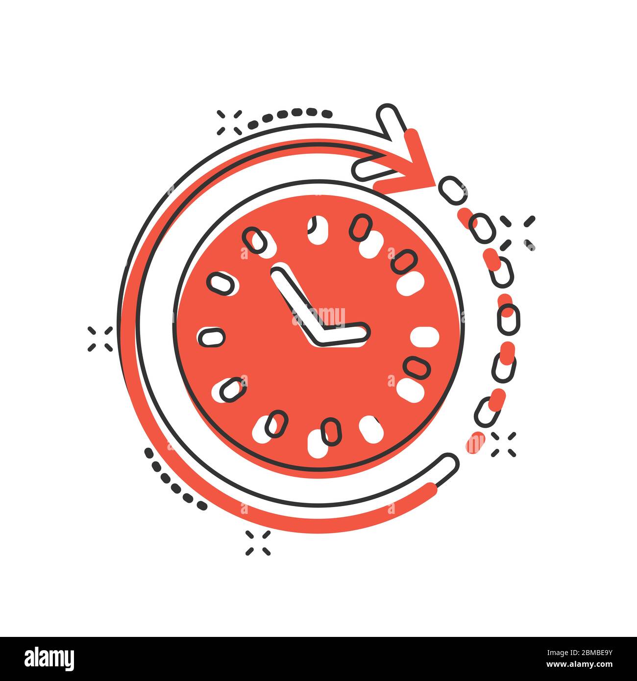 Clock icon in comic style. Watch cartoon vector illustration on white ...