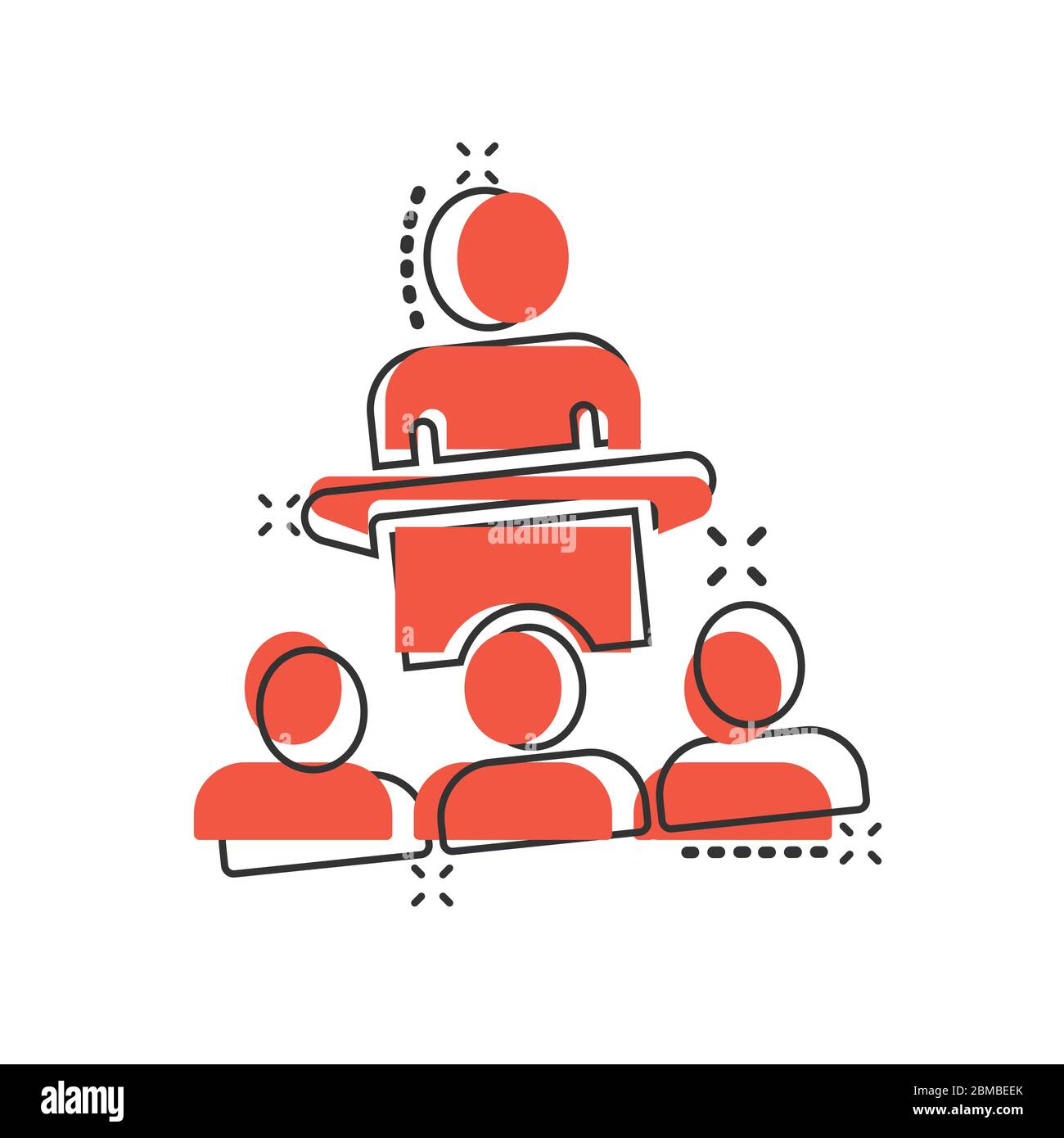 People on podium icon in comic style. Speaker cartoon vector ...