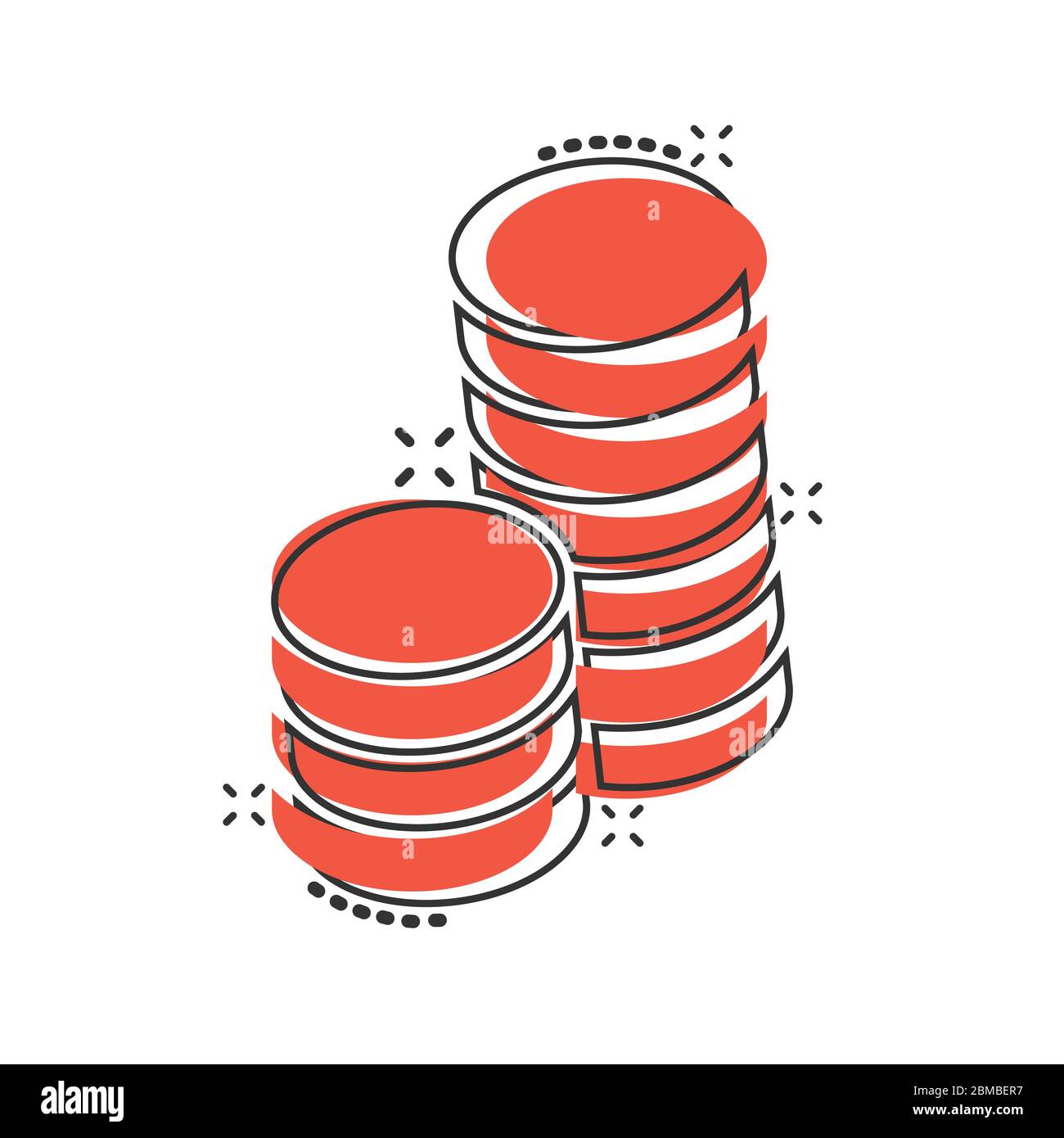 Coins stack icon in comic style. Dollar coin cartoon vector ...