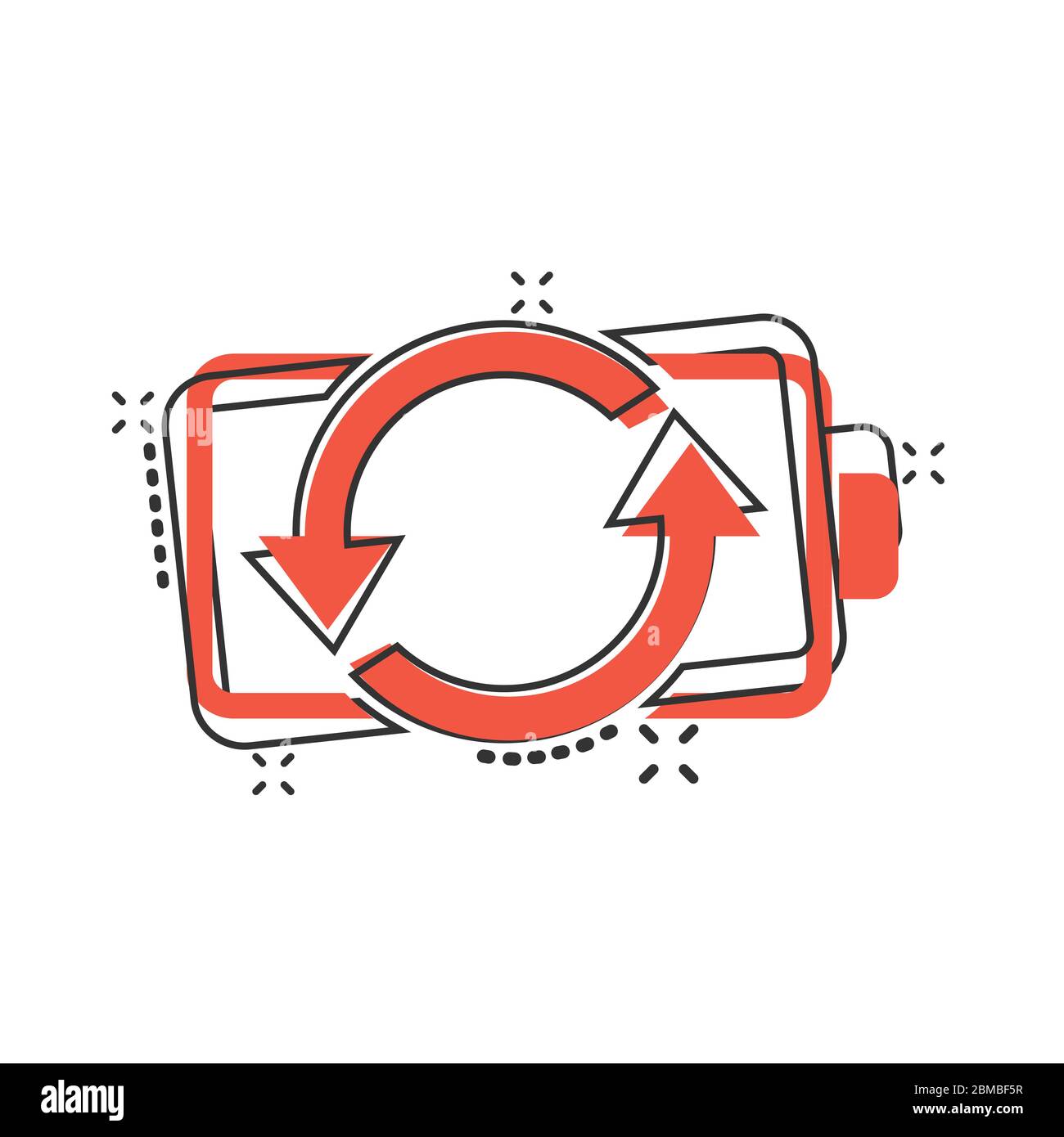 Battery charge icon in comic style. Power level cartoon vector ...