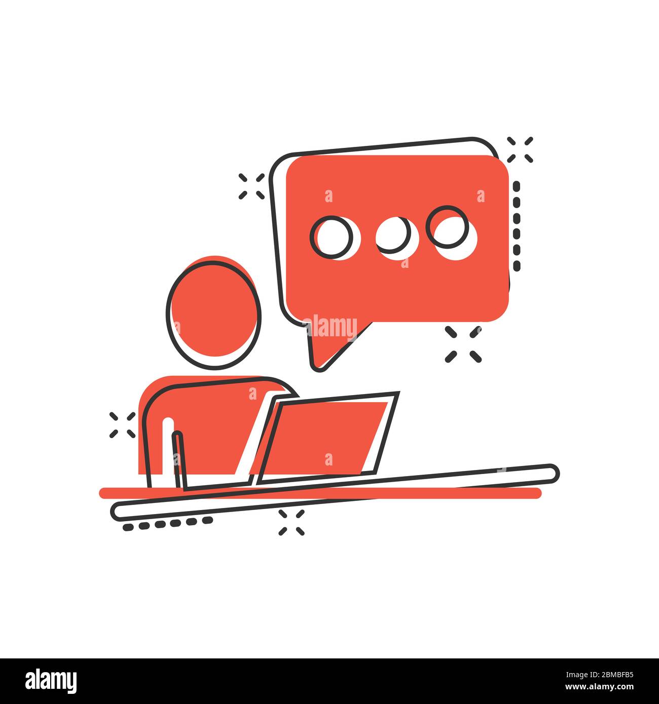 People with laptop computer icon in comic style. Pc user cartoon vector ...