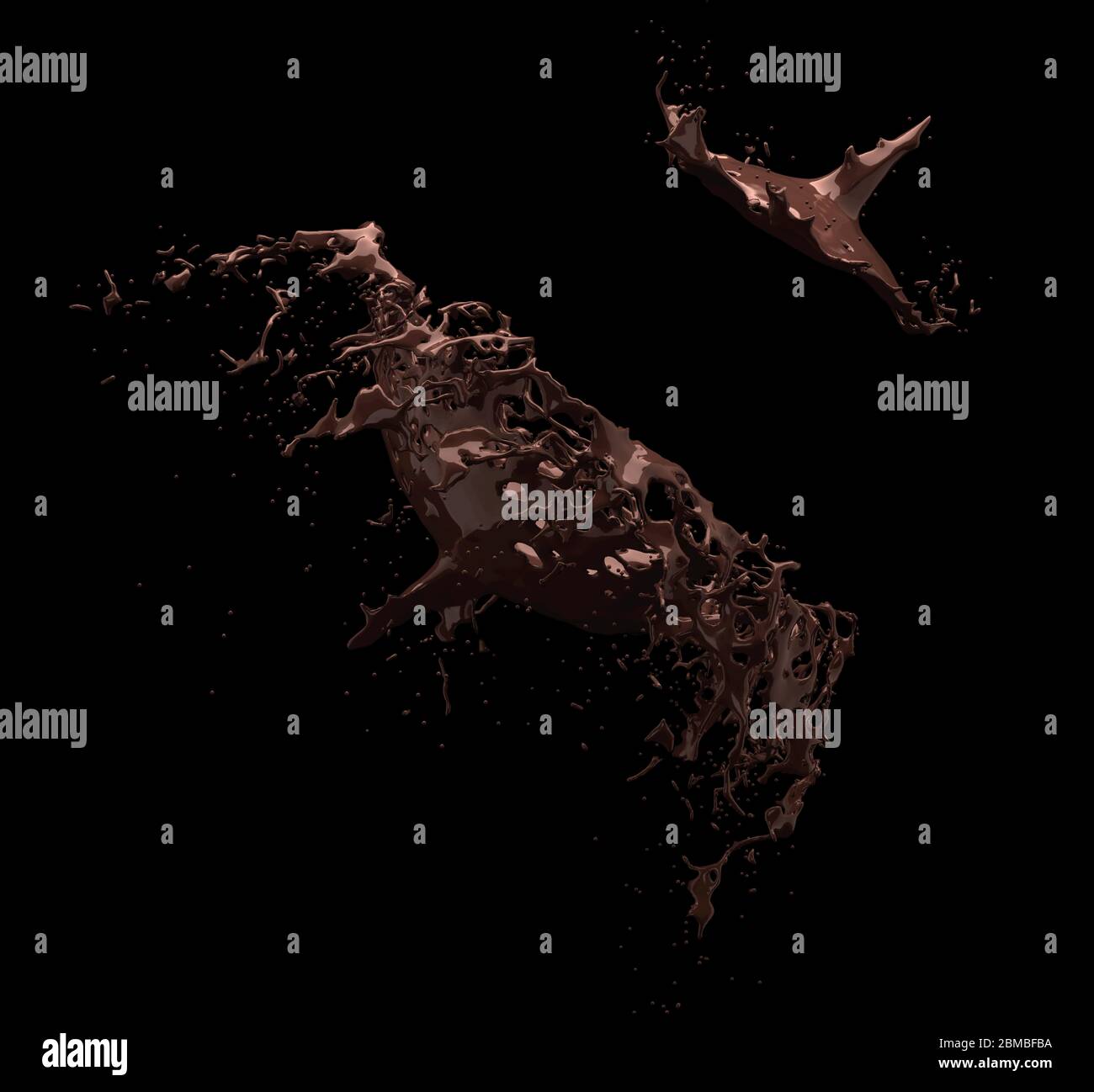 chocolate liquid splash isolated on black background Stock Photo - Alamy