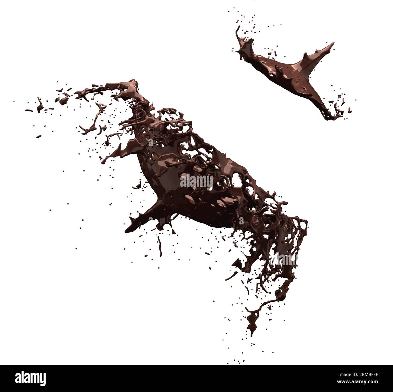 chocolate liquid splash isolated on white background Stock Photo - Alamy