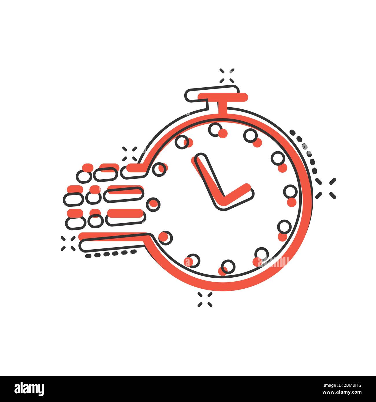 Clock icon in comic style. Watch cartoon vector illustration on white ...