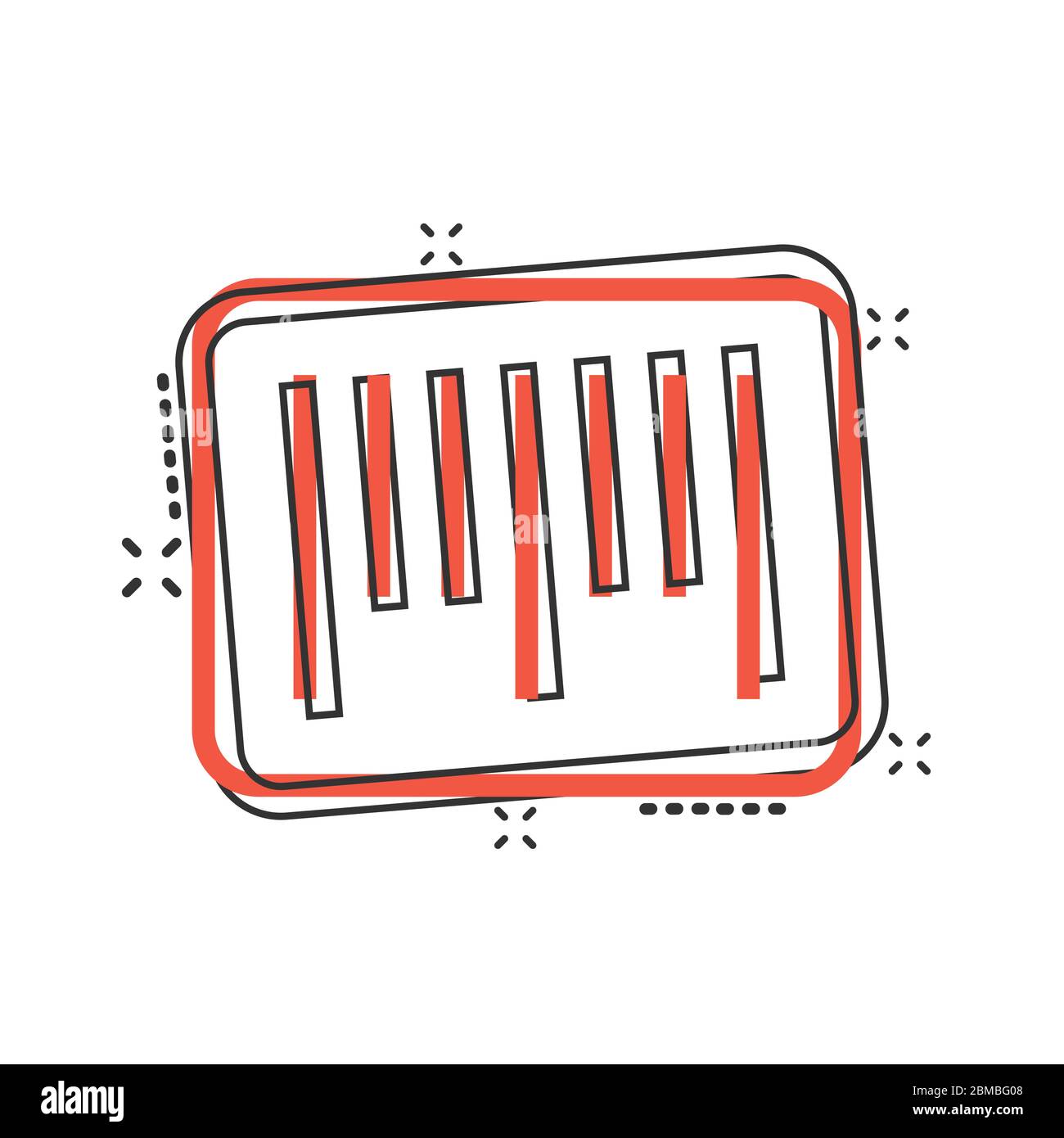Barcode icon in comic style. Product distribution cartoon vector ...