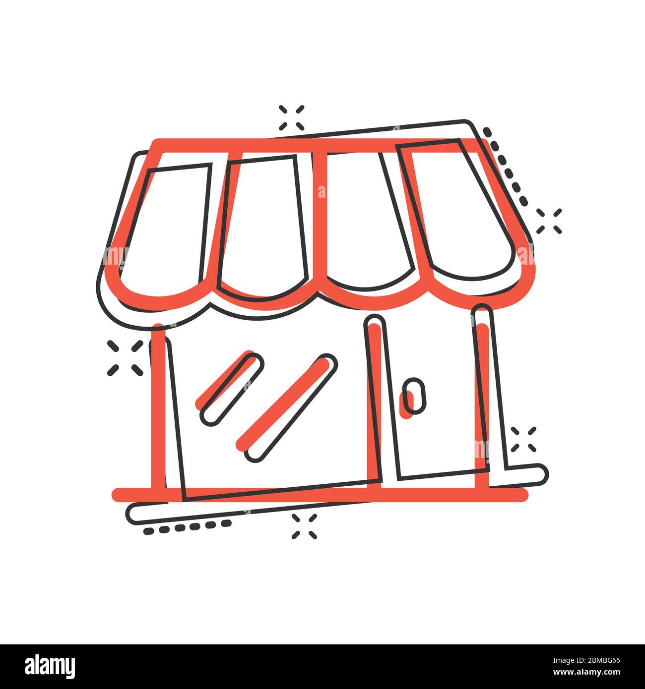 Mall icon in comic style. Store cartoon vector illustration on white ...