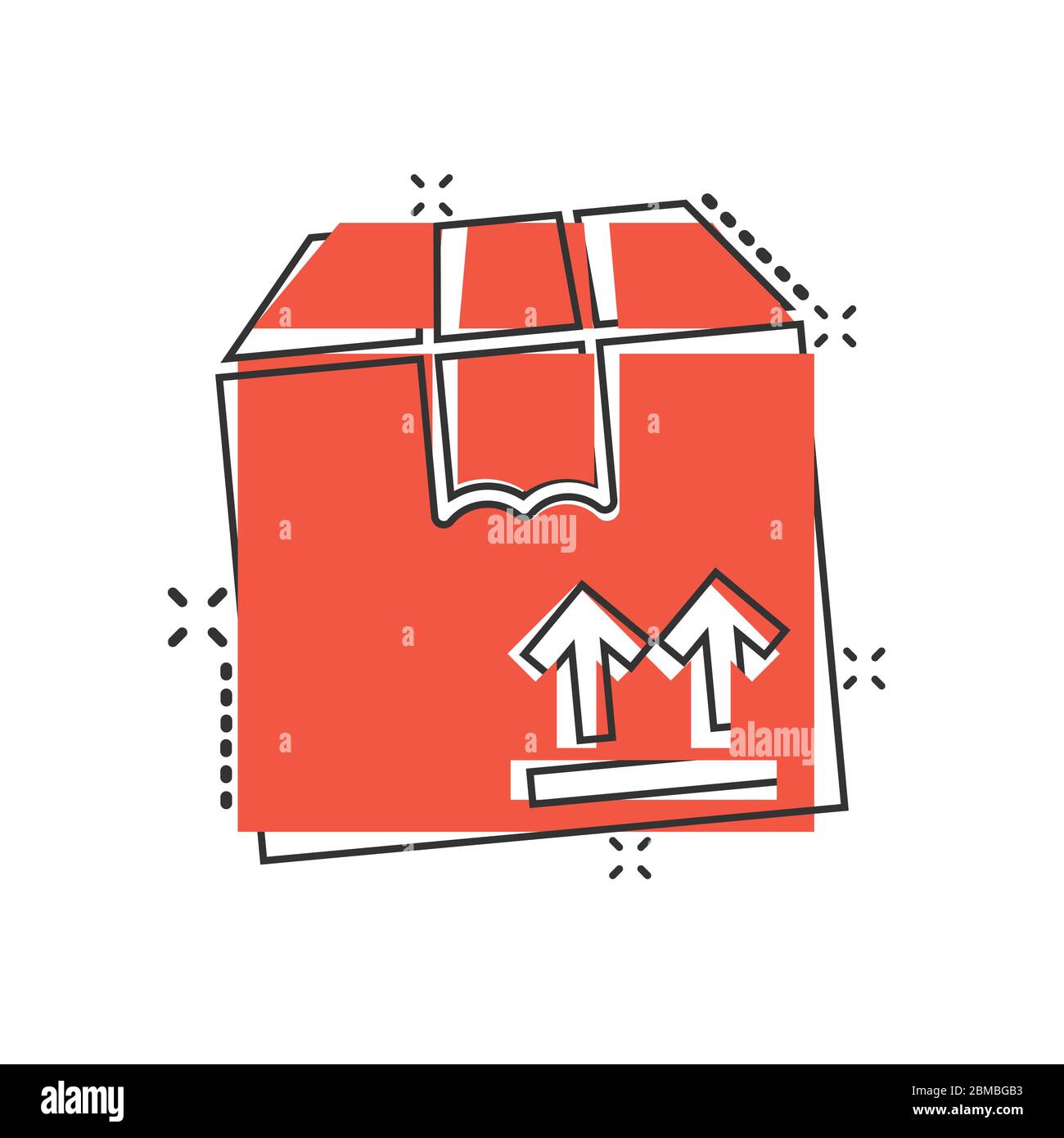 Shipping box icon in comic style. Container cartoon vector illustration ...