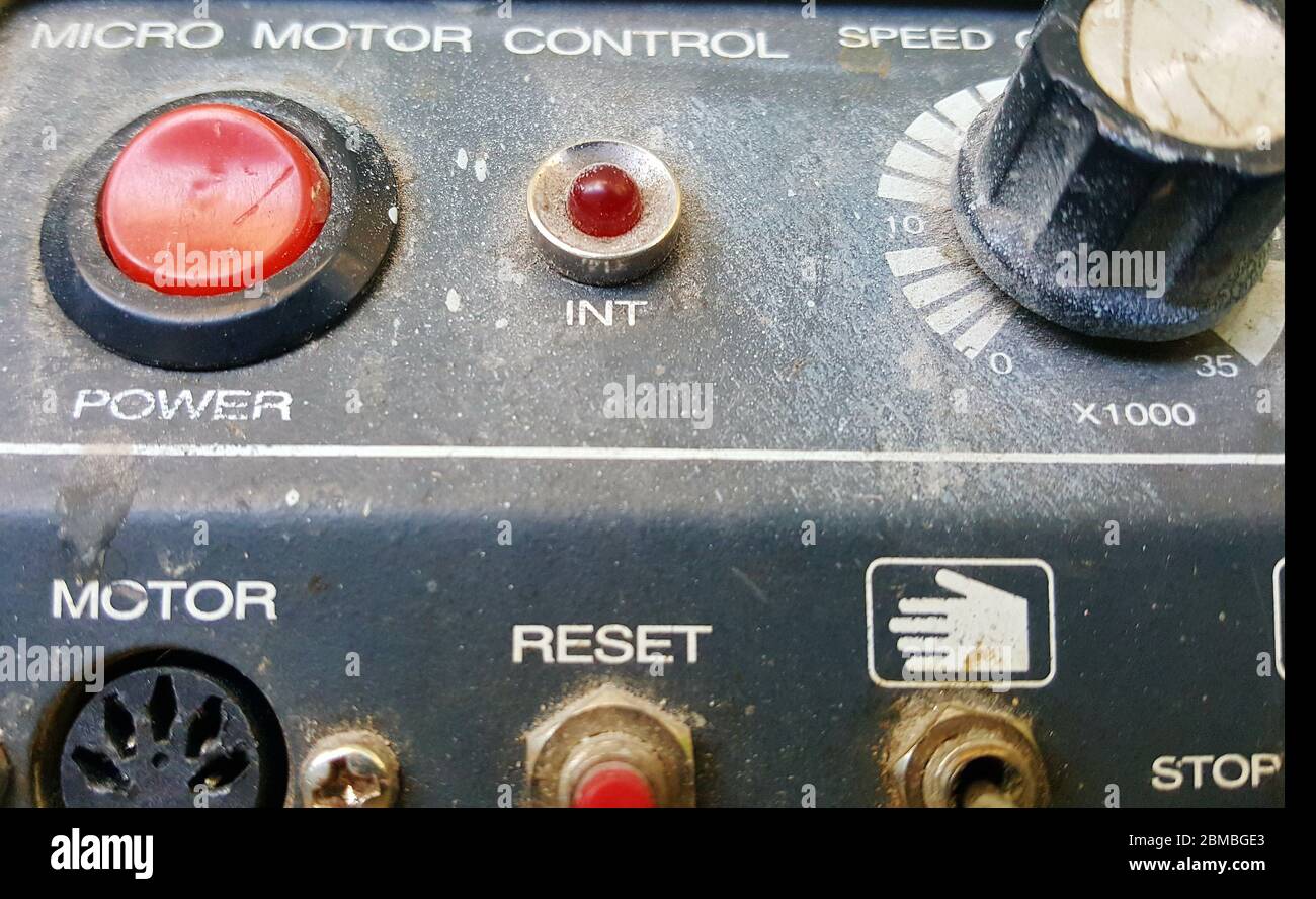 buttons on control panel of an old diry and dusty electric device image ...